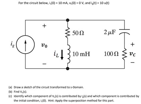 solved for the circuit below i 0 10 ma vc 0 0 v
