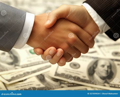 Within An Office Setting A Man And Woman Engage In A Formal Handshake