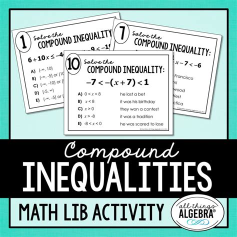 Compound Inequalities Math Lib Activity All Things Algebra®