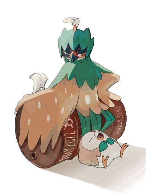 Rowlet And Decidueye Pokemon Drawn By Mokuzoumokussbu Danbooru