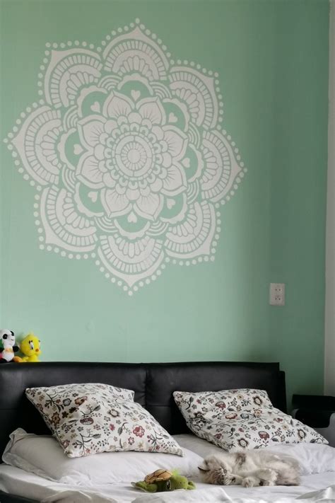 How To Decorate Wall With Stencil Large Mandala Wall Art Tutorial Yoga