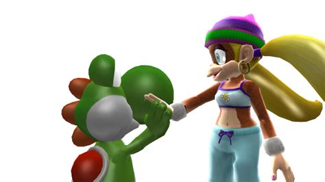 Mmd Yoshi And Tiny Kong High Five By Pac Mario64 On Deviantart