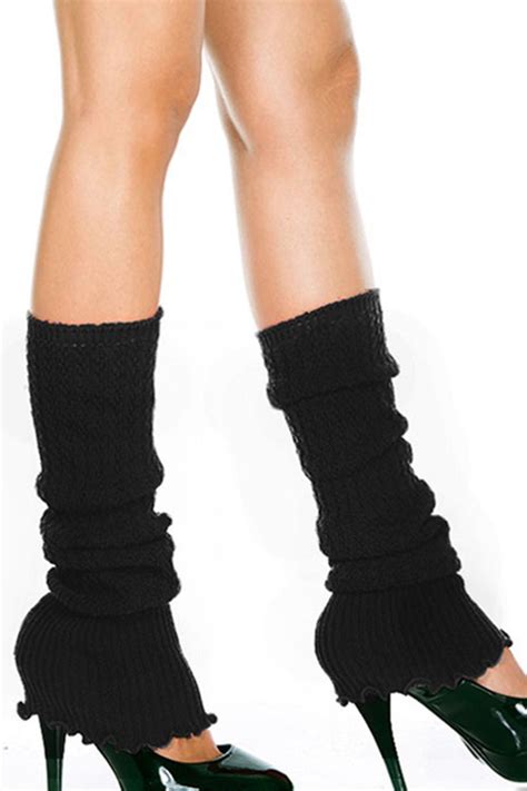 Ribbed Acrylic Footless Leg Warmers Black Siren Doll