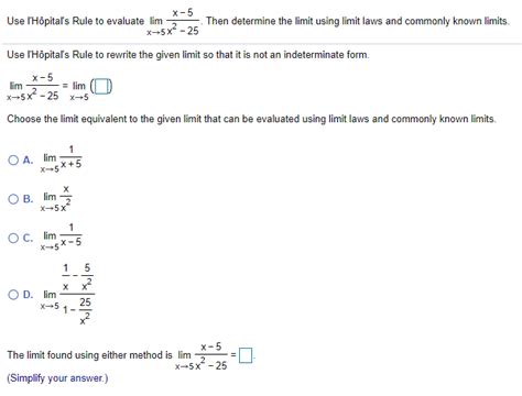 Solved Then Determine The Limit Using Limit Laws And Chegg Com
