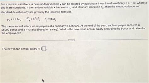 solved for a random variable x a new random variable y can