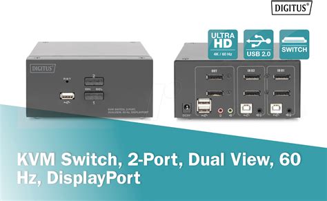 Digitus Ds 12862 Kvm Switch 2 Port Displayport Dual Display At