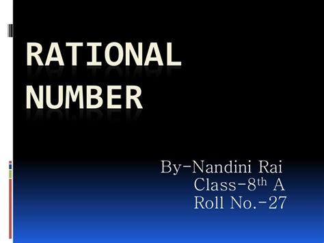 Introduction To Rational No