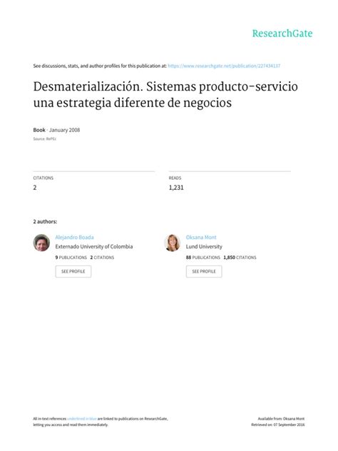Estrategias De Desmaterialización Sostenible Pdf Producto Negocio