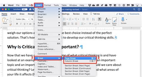 Inserting page breaks word Word и Excel помощь в работе с программами