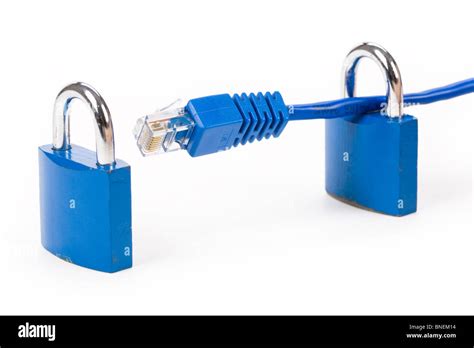 Lock And Network Cable Close Up Shot Stock Photo Alamy