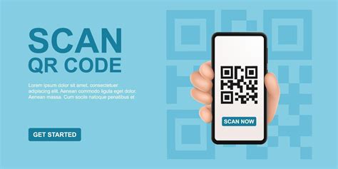 QR Code Scan Service Banner Verification Concept D Hand With Smartphone Scans QR Code