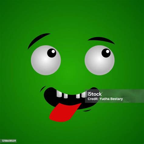만화 얼굴 표정 입과 눈을 가진 가와이 만화 낙서 캐릭터 얼굴 감정을 조롱 녹색 배경에 고립 된 만화 아바타 감정이 제곱됩니다 플랫 디자인 감정에 대한 스톡 벡터 아트 및