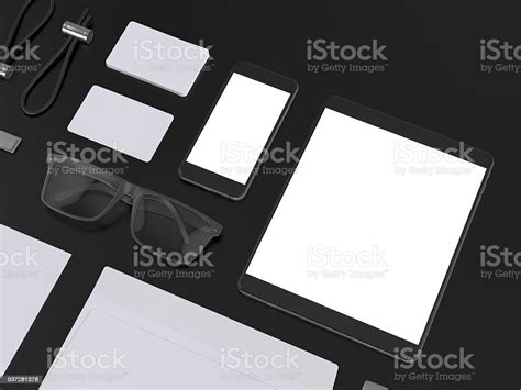 그레이 브랜딩 Mockup 템플릿 세트 검은 배경 위 0명에 대한 스톡 사진 및 기타 이미지 0명 개체 그룹 거친