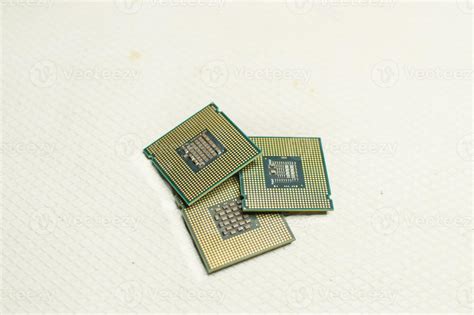 Isolated Computer Microprocessors Three Computer Processors With One Computer Motherboard
