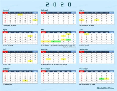 Kalender Dan Libur Nasional 2020 Chocky Sihombing