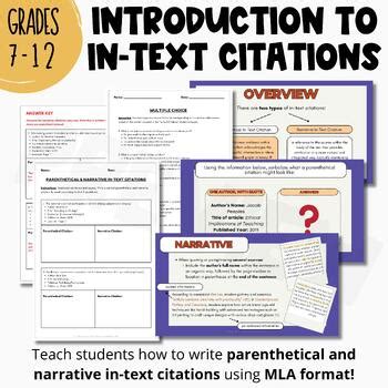 In Text Citations MLA Format Slideshow Lesson Examples Worksheets MLA 9
