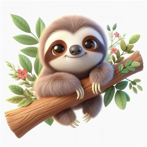 Premium Photo Sloth Cute Animals 3d Character Funny Sloth