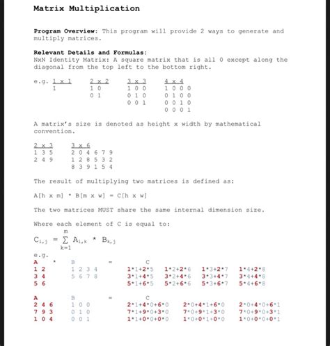 Matrix Multiplication Program Overview This Program