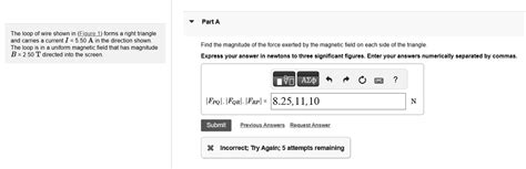 The Loop Of Wire Shown In Figure 1 Forms A Right Triangle And Carries A Current I 550 A In The