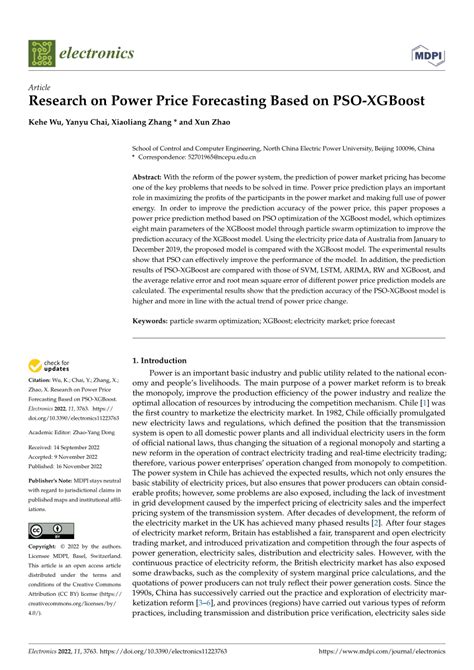 Pdf Research On Power Price Forecasting Based On Pso Xgboost