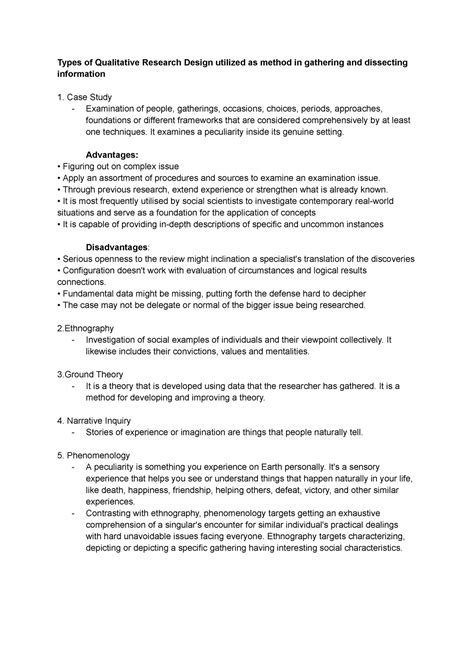Types of Qualitative Research Design - It examines a peculiarity inside its genuine setting ...