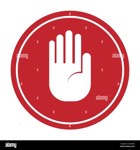 Round Sign With Raised Open Palm Vector Illustration Simple Design