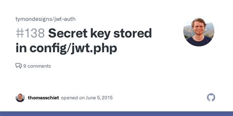 Secret Key Stored In Config Jwt Php Issue 138 Tymondesigns Jwt