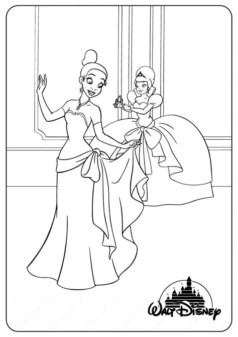 Princess Tiana And Charlotte La Bouff Coloring Page Download Print
