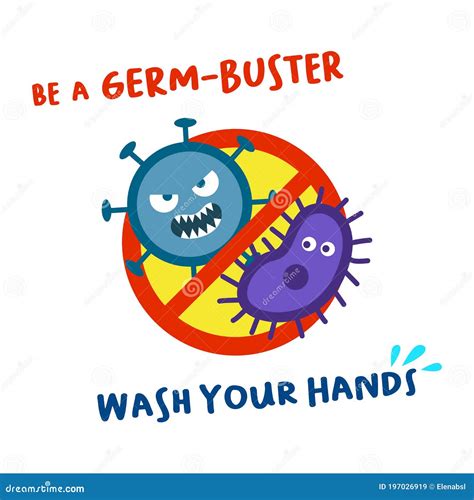 Be A Germ Buster Wash Your Hands Stock Vector Illustration Of