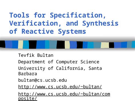 ppt tools for specification verification and synthesis of reactive