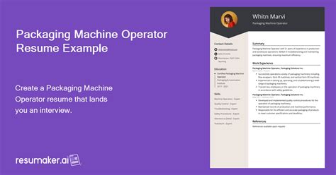 Packaging Machine Operator Resume Examples Template Tips