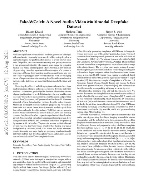 [pdf] Fakeavceleb A Novel Audio Video Multimodal Deepfake Dataset