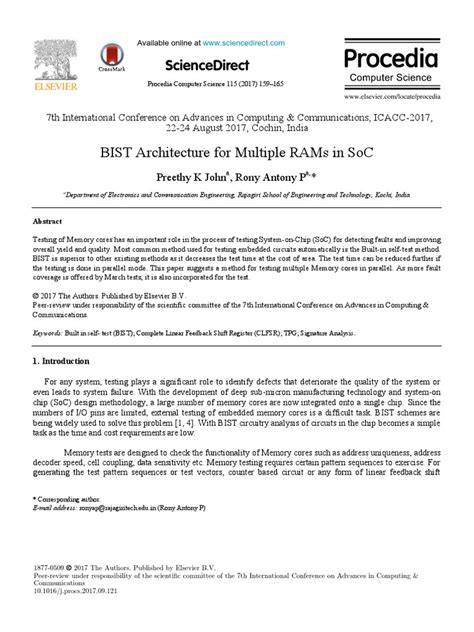 Bist Architecture Main Pdf System On A Chip Digital Electronics