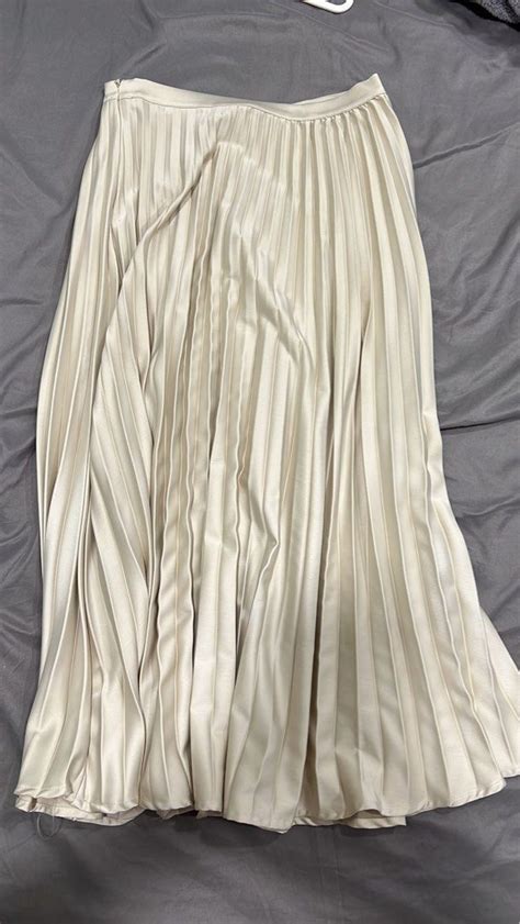 Cream Pleated Skirt Womens Fashion Bottoms Skirts On Carousell