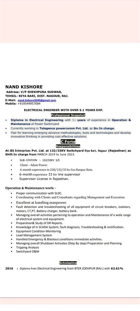 Nand Kishore On Linkedin Hello Hr Team I Am Searching Job Electrical Engineer I Have More