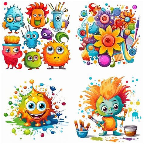 Colores Vectoriales De Dibujos Animados Sobre Fondo Blanco Vector Premium