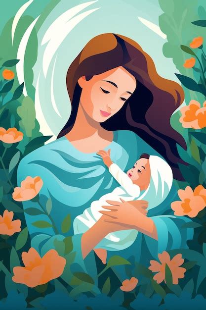 Premium Ai Image A Mother S Embrace In Ink And Clay Timeless Illustrated Memories Of