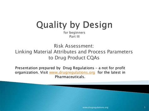 Quality By Design Critical Material Attributes Process Parameters