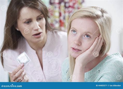 Mother Talking To Teenage Daughter About Contraception Stock Image Image Of Cross Horizontal