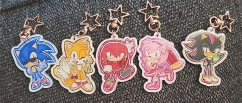 Sonic The Hedgehog Tails Knuckles Amy Rose Shadow Acrylic Keychain
