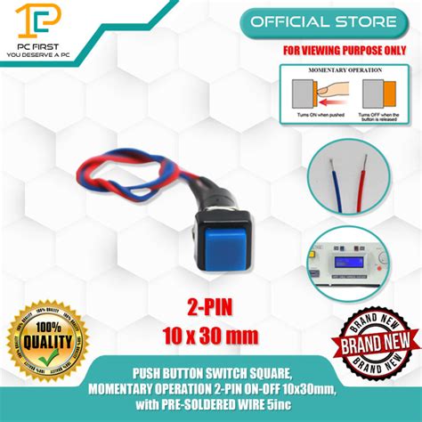 PUSH BUTTON SWITCH SQUARE MOMENTARY OPERATION 2 PIN ON OFF 10x30mm