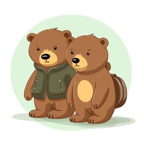 Premium Ai Image Cute Brown Bear Sibling Design