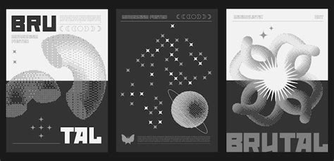 Premium Vector Set Of Trendy Minimalistic Posters Or Covers With D