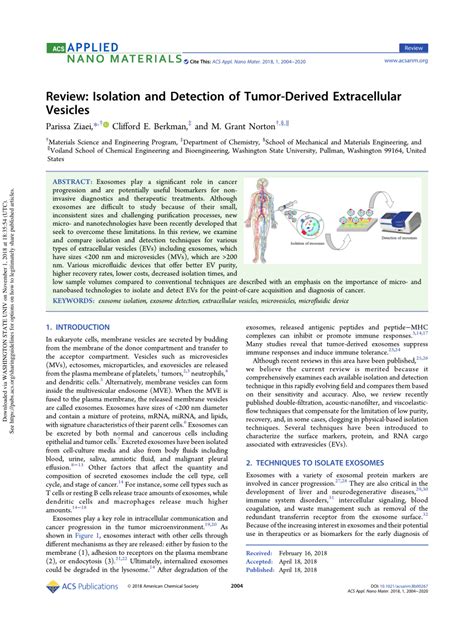 Pdf Review Isolation And Detection Of Tumor Derived Extracellular Vesicles