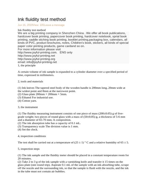 Ink Fluidity Test Method Pdf Viscosity Applied And