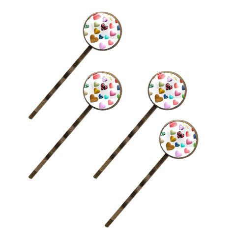 Ownmemory Love Hearts Valentine Pattern Antique Bronze Round Hairpins With Unique Patterns Set