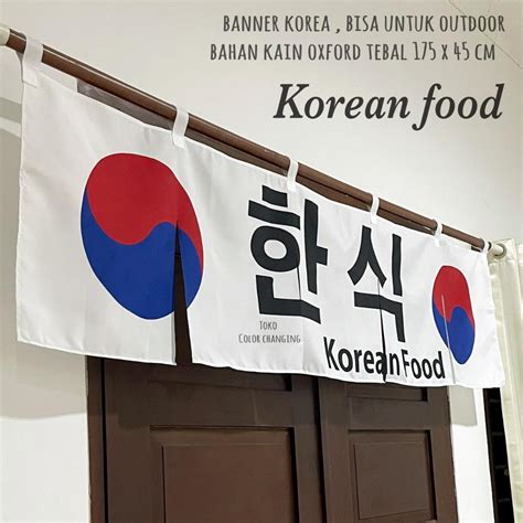 Jual Banner Korea Korean Food Kain Oxford Tebal Putih Tirai Outdoor 175