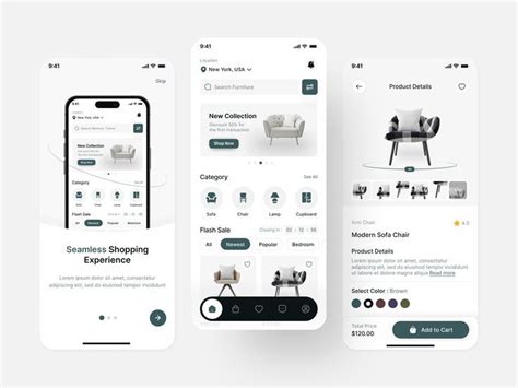 Furniture Store E Commerce App Uiux Design Figma Ui Kit Online Store App Ui Kit Furniture App