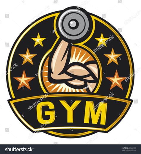Gym Label Gym Symbol Gym Sign Arm Showing Muscles And Power