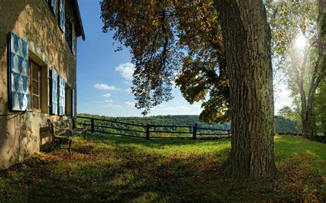 Landscapes Nature Trees Fences Houses Wallpapers Hd Desktop And